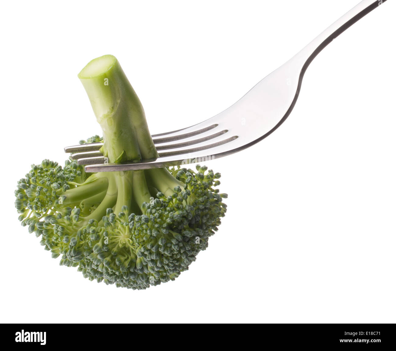 Broccoli on fork isolated on white background cutout. Healthy eating ...