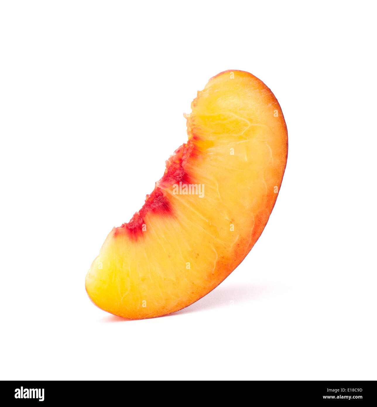 Nectarine fruit segment isolated on white background cutout Stock Photo ...