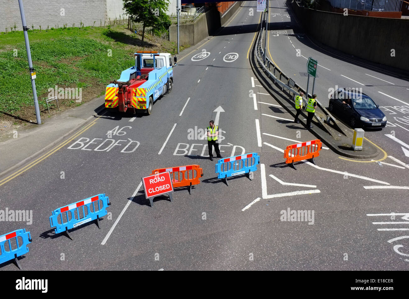 road closed in Luton Stock Photo - Alamy