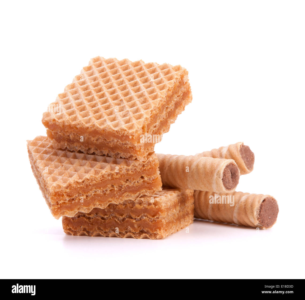 Wafers or honeycomb waffles isolated on white background Stock Photo ...