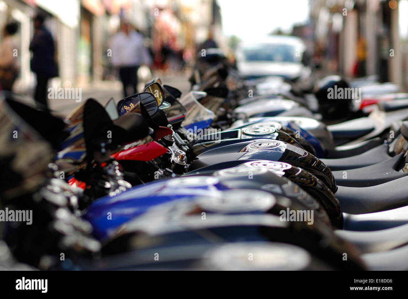 motorbikes parked in a row Stock Photo - Alamy