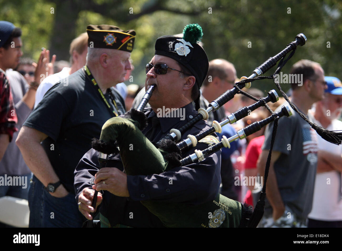 Westwood, CA, USA. 26th May, 2014. Bagpiper Brian Hyland with the Los ...