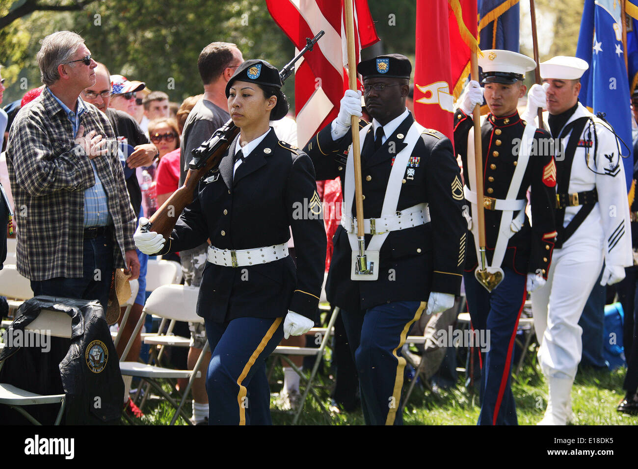 Westwood, CA, USA. 26th May, 2014. The Joint Services Color Guard ...