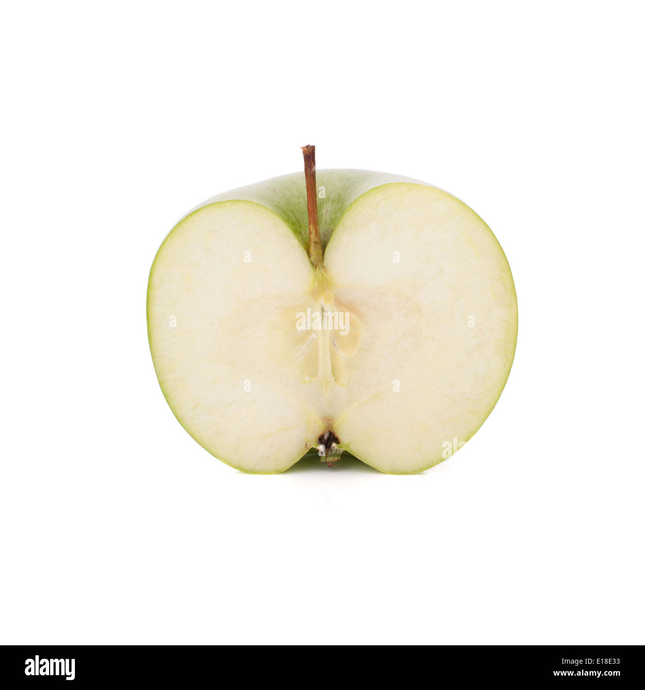 green apple half isolated on white background cutout Stock Photo - Alamy