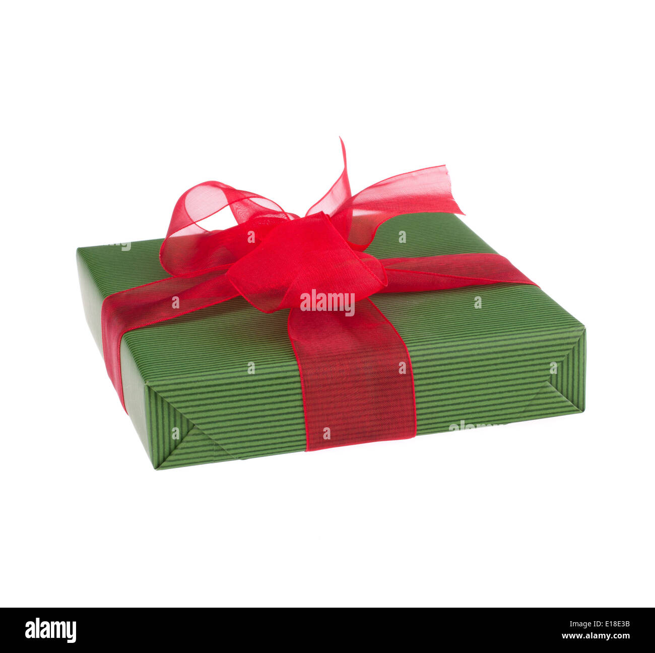 festive gift box with bow isolated on white background Stock Photo - Alamy