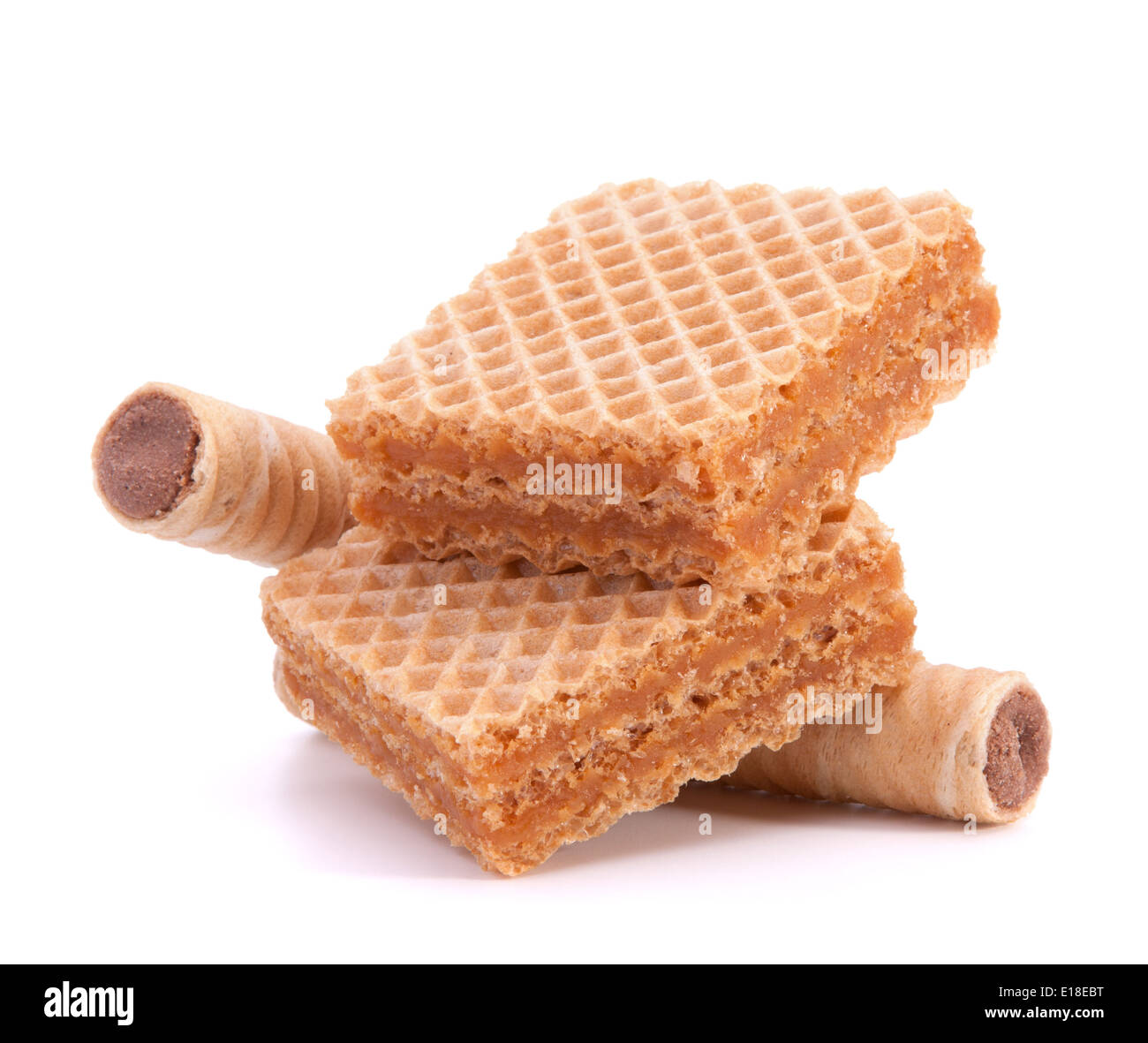 Wafers or honeycomb waffles isolated on white background Stock Photo ...