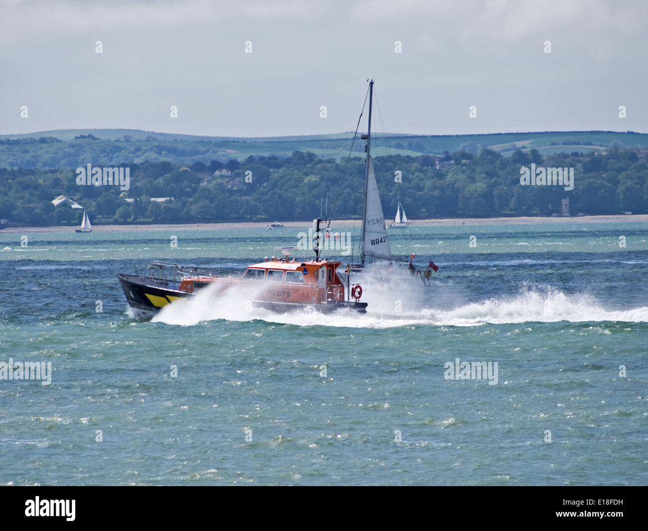 Solent Pilot boat in Portsmouth harbour, England Stock Photo - Alamy