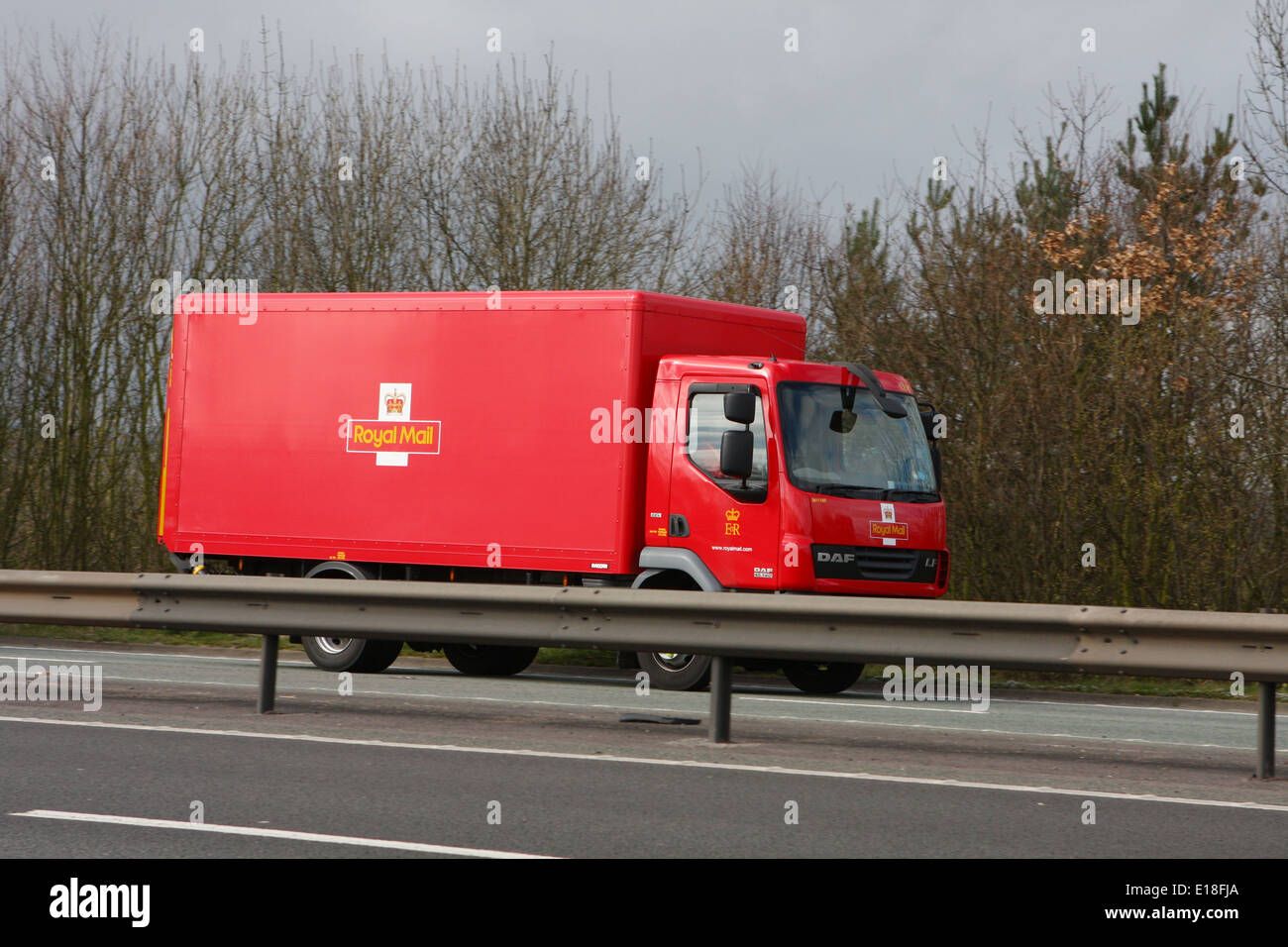 A Royal Mail truck traveling along the A46 dual carriageway in ...