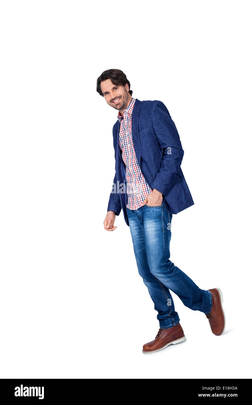 Young casual man smiling camera Cut Out Stock Images & Pictures - Alamy