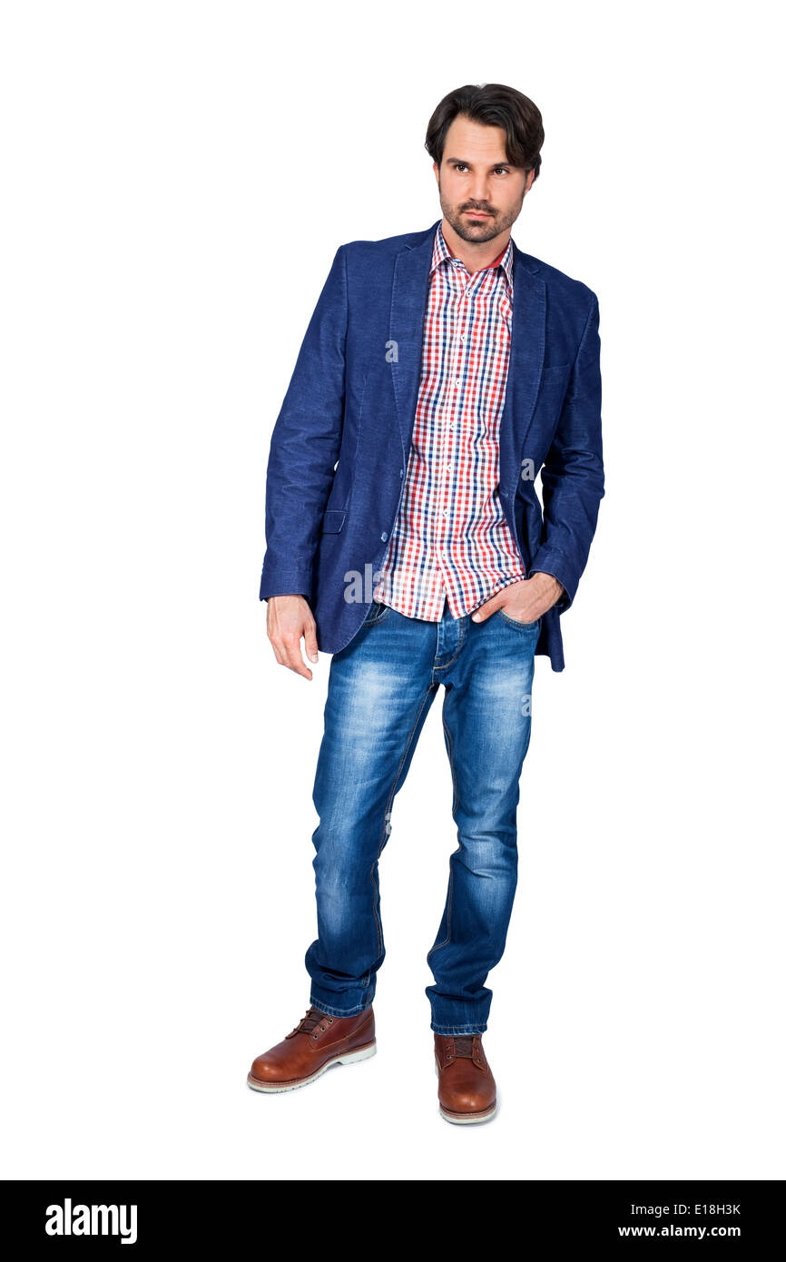 Young casual man smiling camera Cut Out Stock Images & Pictures - Alamy