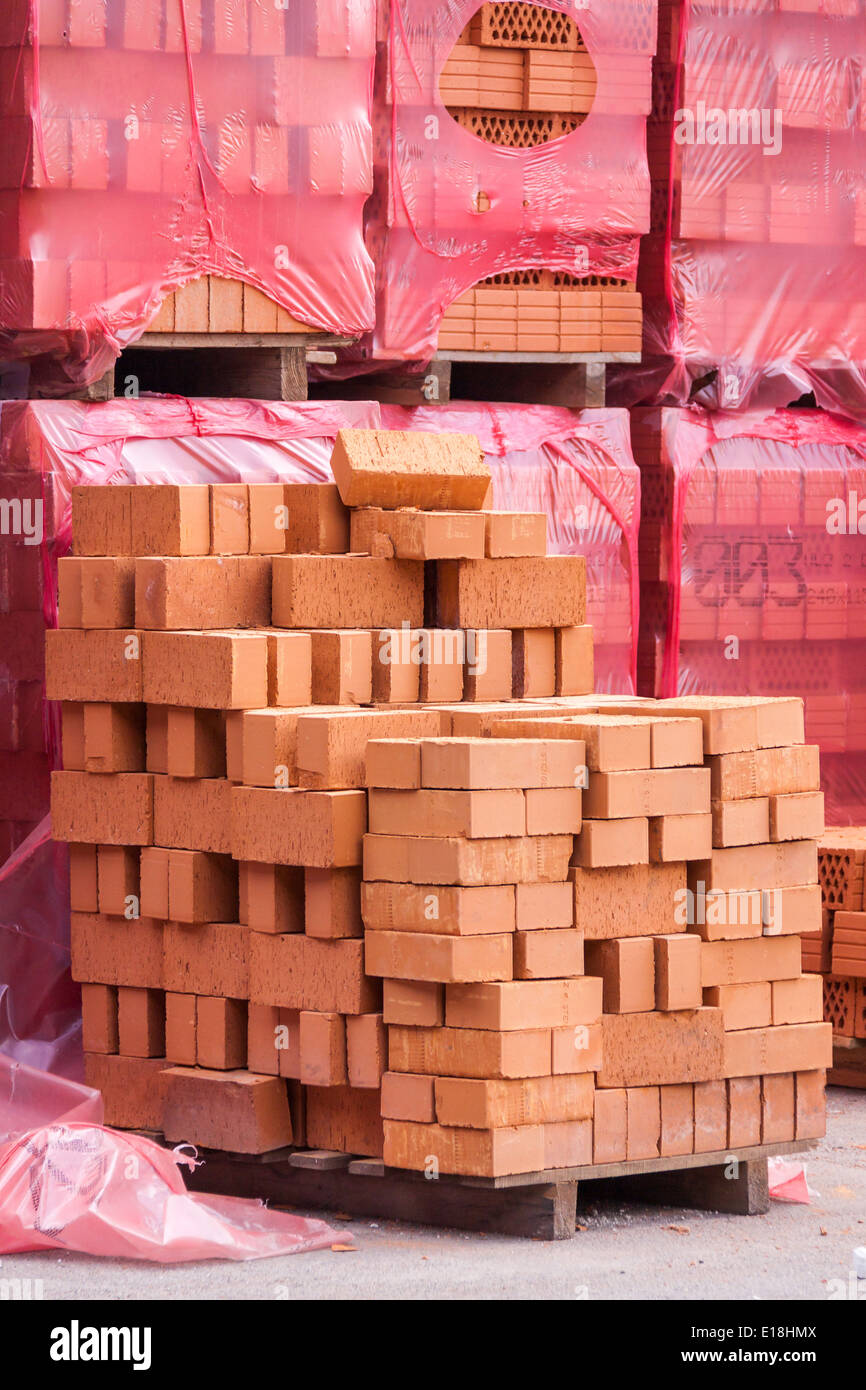 New bricks material delivery at construction site hi-res stock ...