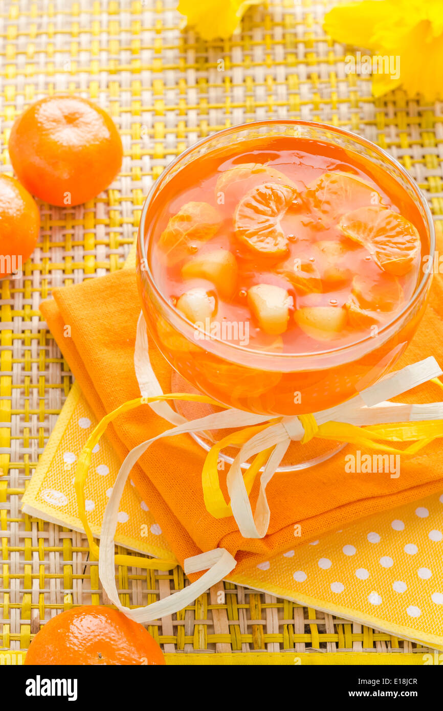 Delicious fruit jelly with orange in glass Stock Photo - Alamy