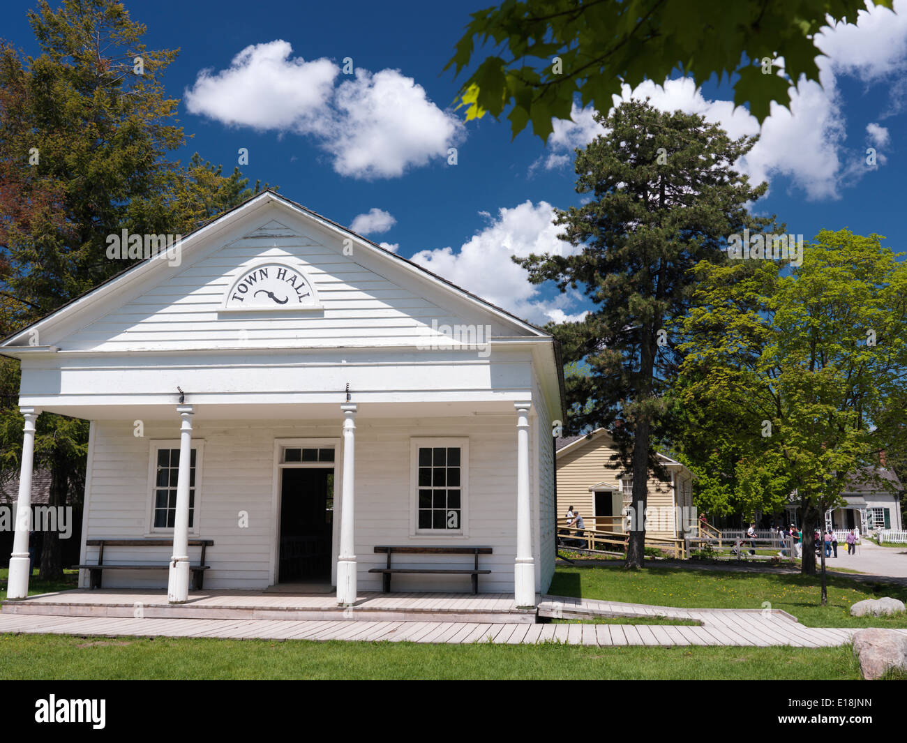 Town hall at Black Creek Pioneer Village heritage museum in Toronto ...