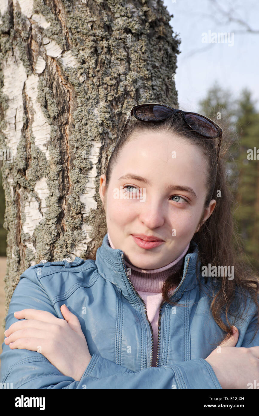 The girl the student, pleased to the spring sun Stock Photo - Alamy