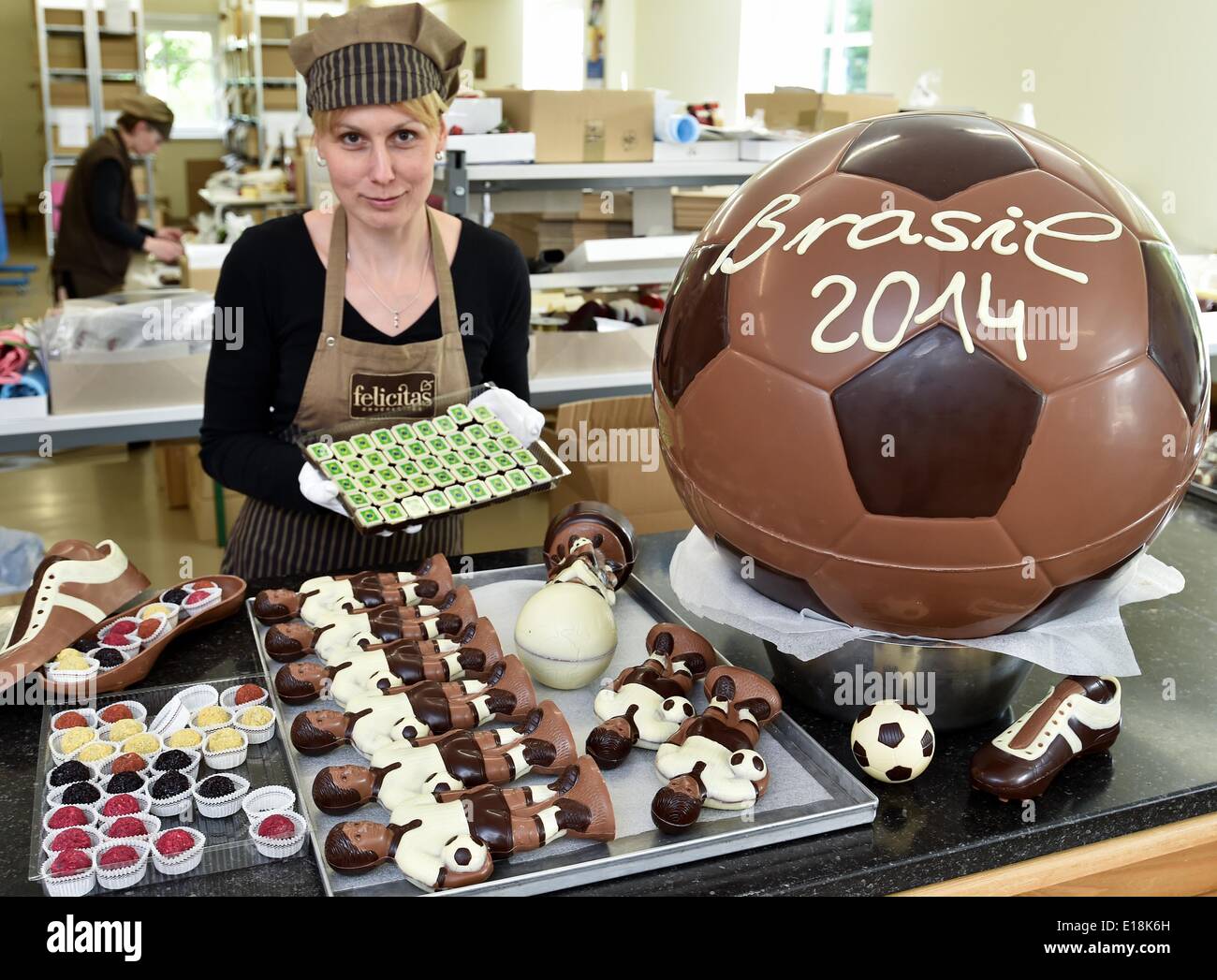 Hornow, Germany. 26th May, 2014. Katja Schumann presents FIFA World Cup ...