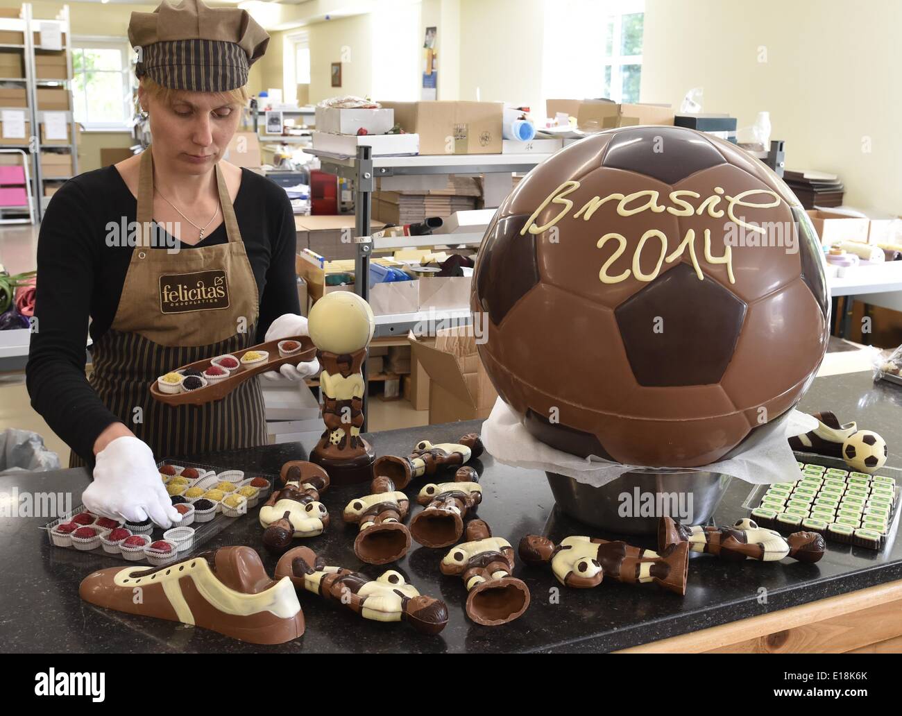 Hornow, Germany. 26th May, 2014. Katja Schumann presents FIFA World Cup ...