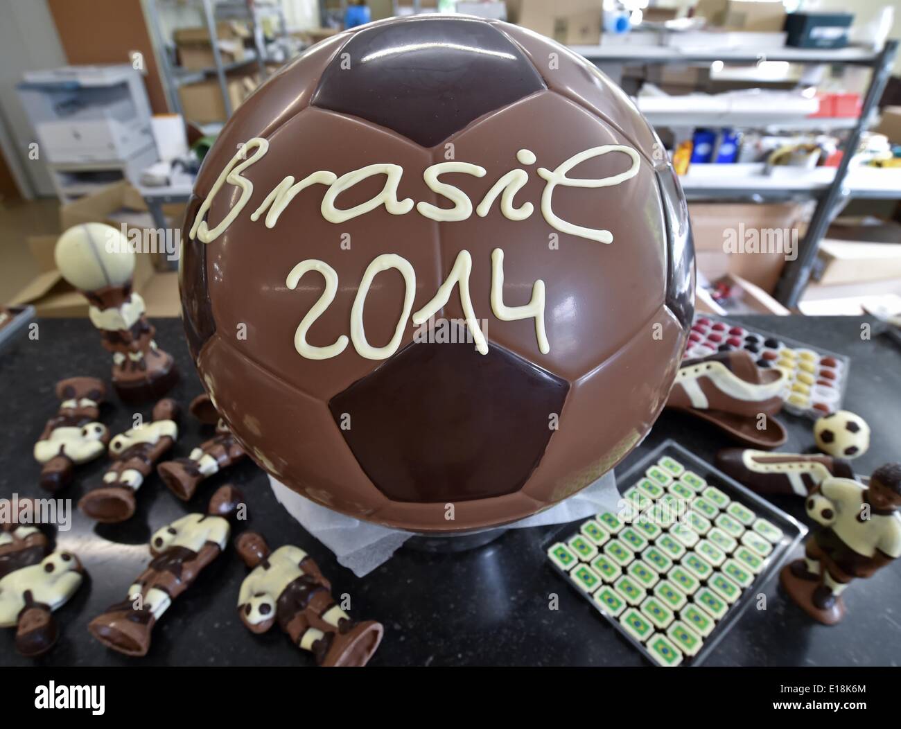 Hornow, Germany. 26th May, 2014. FIFA World Cup-themed sweets lie next ...