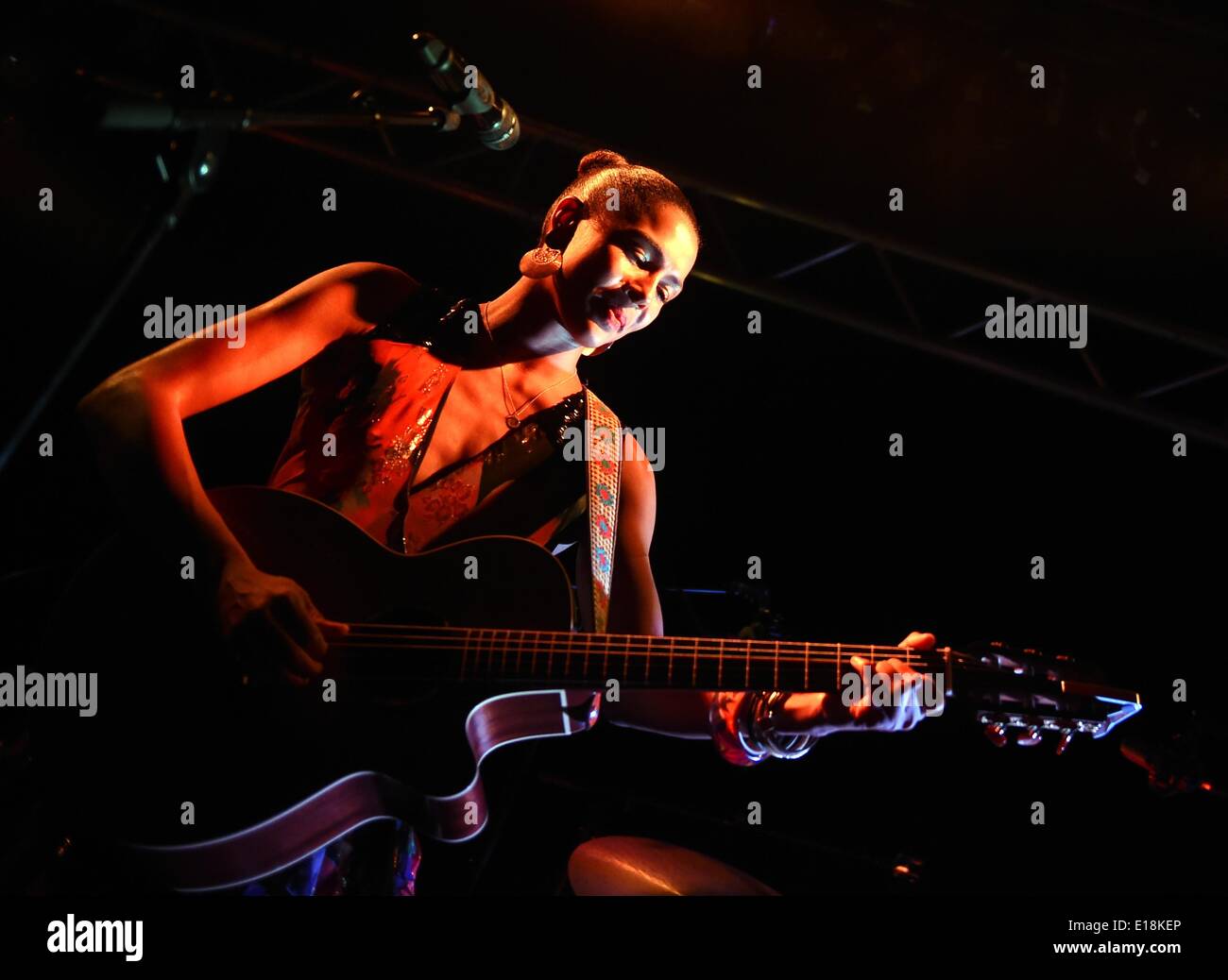 Berlin, Germany. 26th May, 2014. German-Nigerian singer Ayo gives a ...