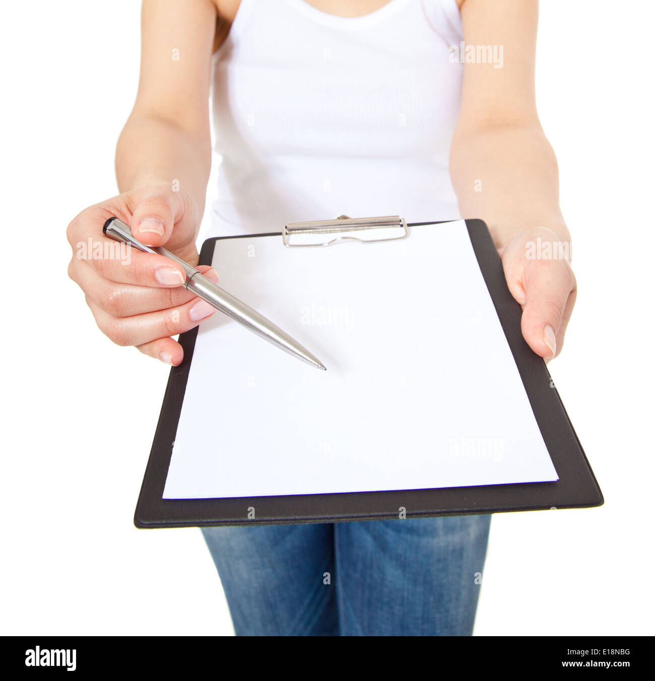 Female person doing signature campaign Stock Photo - Alamy