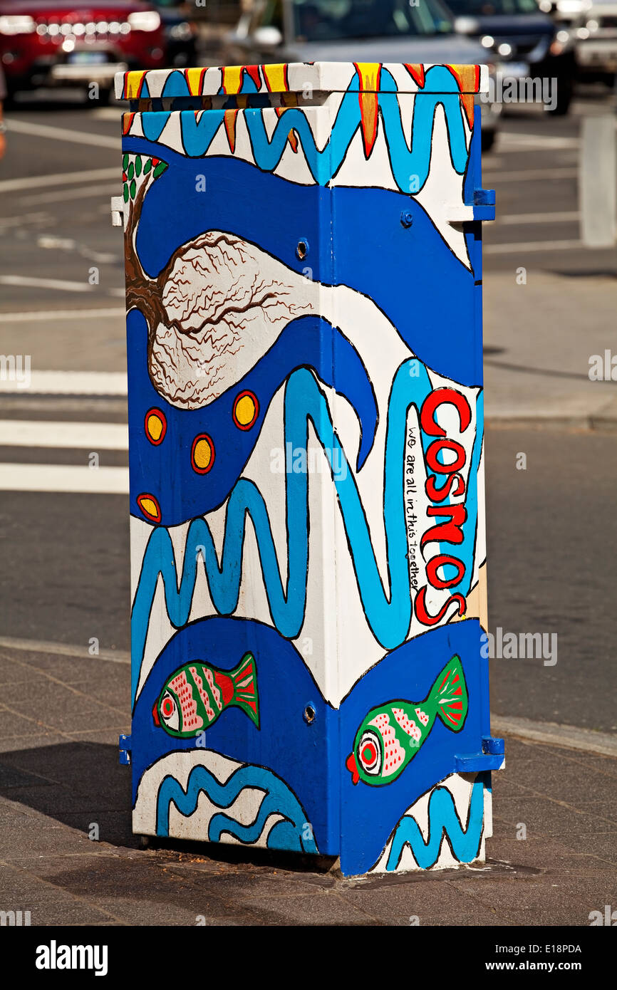 Hobart Australia / A brightly painted mural on a traffic control ...