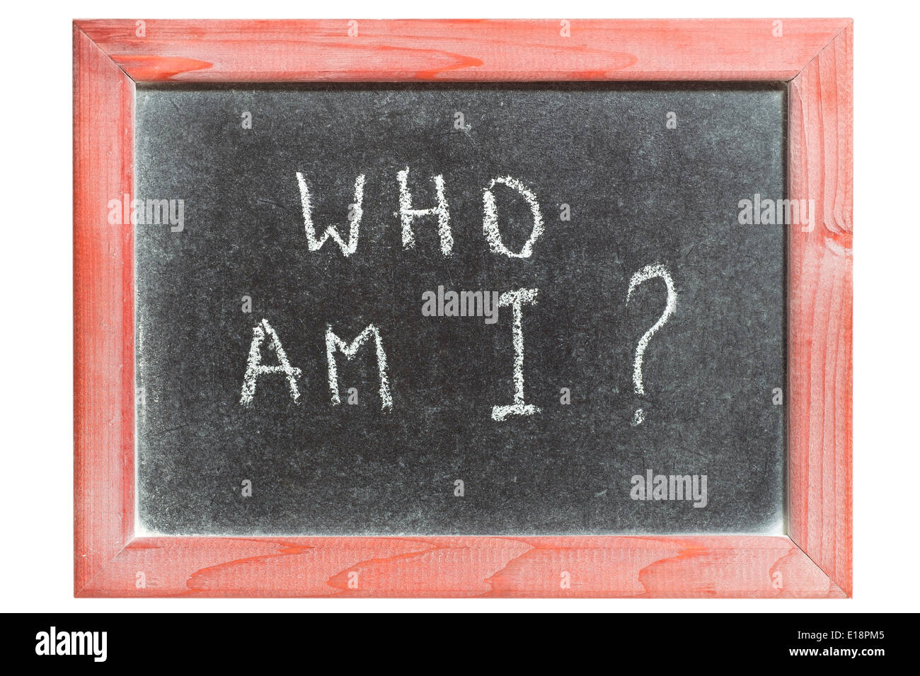 who am I question handwritten on isolated vintage chalkboard Stock ...