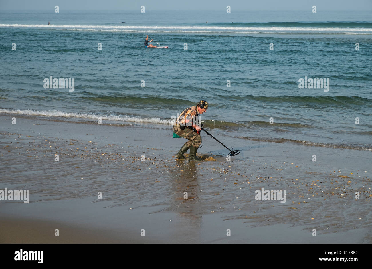 treasure hunter on beach Stock Photo - Alamy