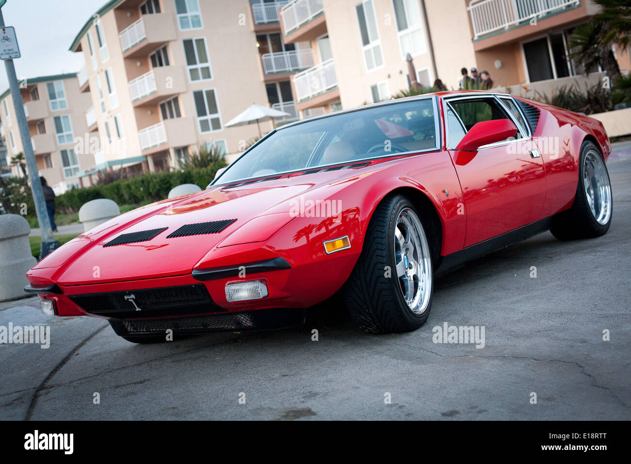 Bright red 1974 De Tomaso Pantera in San Diego, in February 2014. The ...
