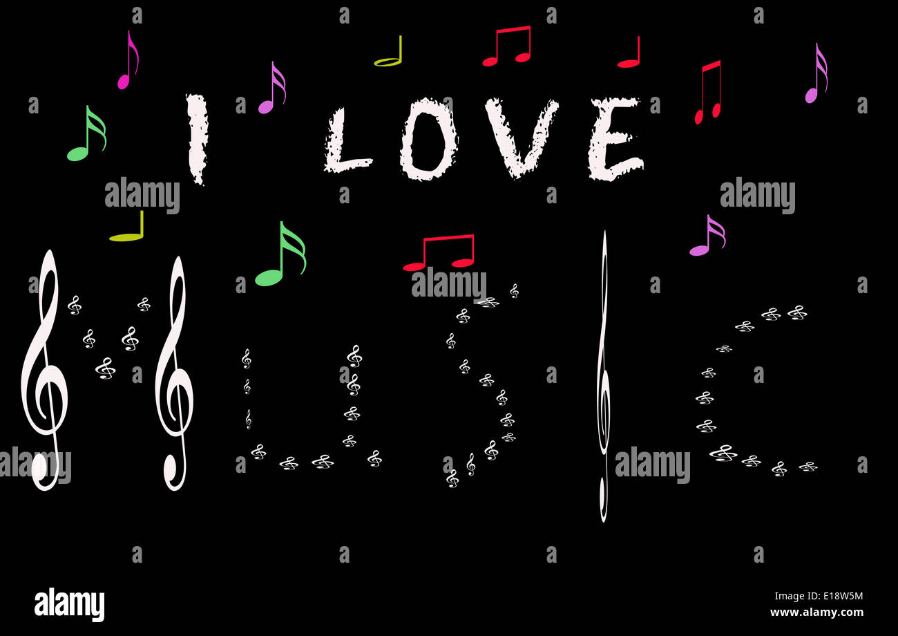treble love and music notes- illustration Stock Photo - Alamy