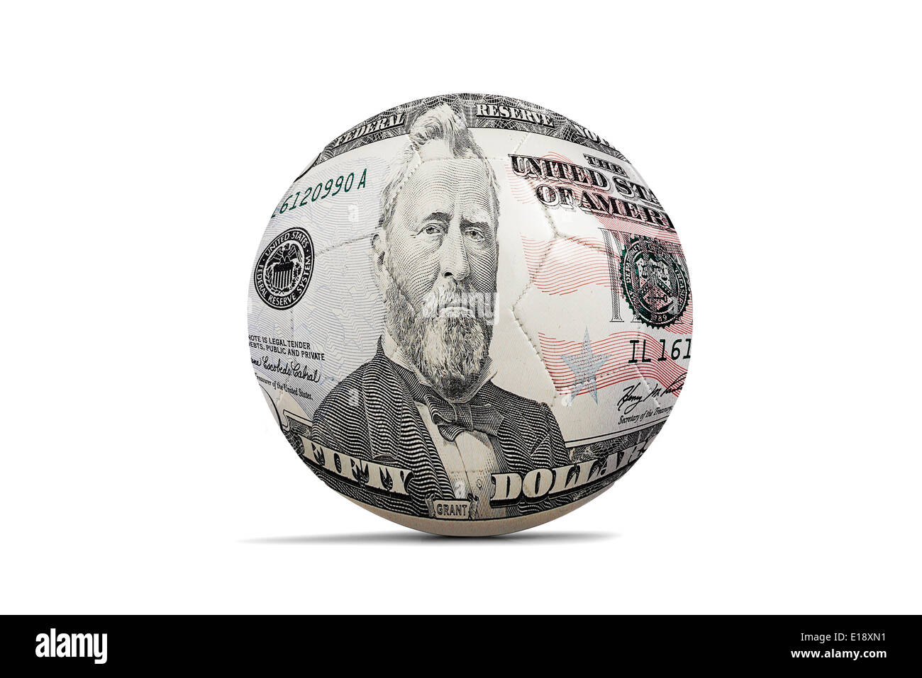 Soccer balls with fifty dollar note - verso - In god we trust Stock ...