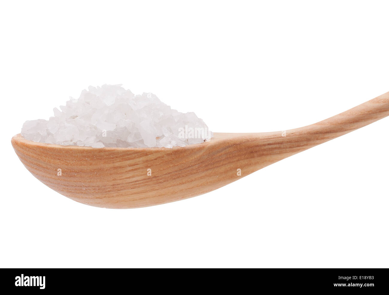 Mineral salt in wooden spoon isolated on white background cutout Stock ...