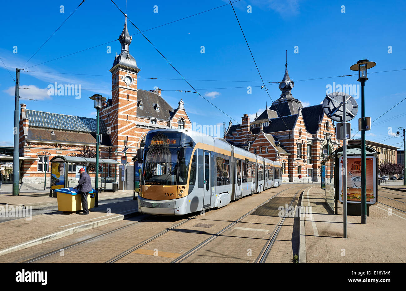 New type of Brussels tram waiting at the terminus in front of the ...