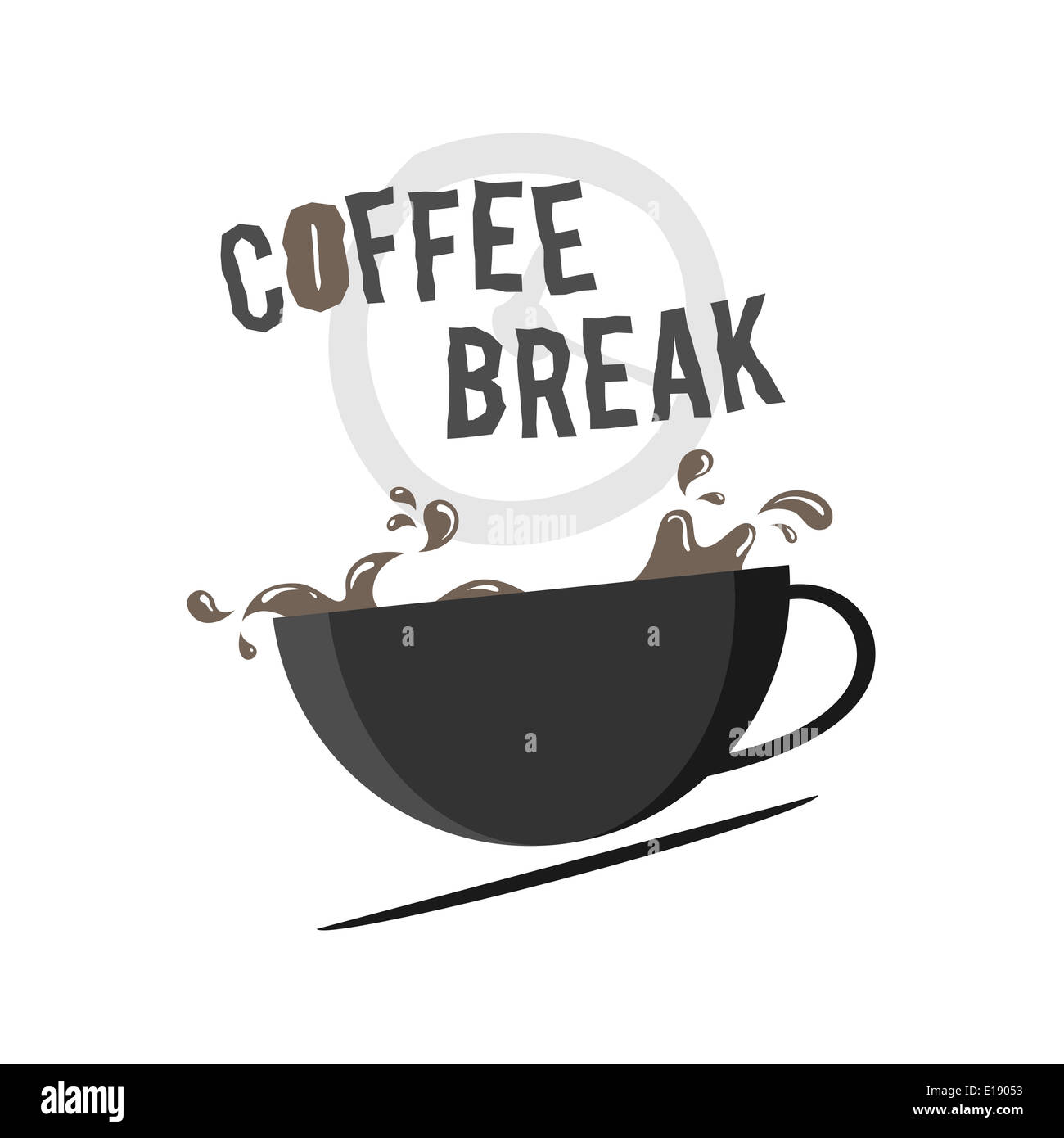 Vector illustration of a cup of coffee with coffee splashes and coffee ...
