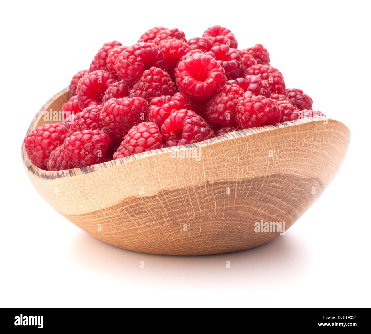 raspberries in wooden bowl isolated on white background cutout Stock ...