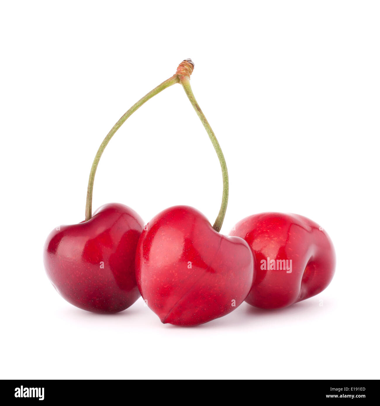 Heart shaped cherry berries isolated on white background cutout Stock ...