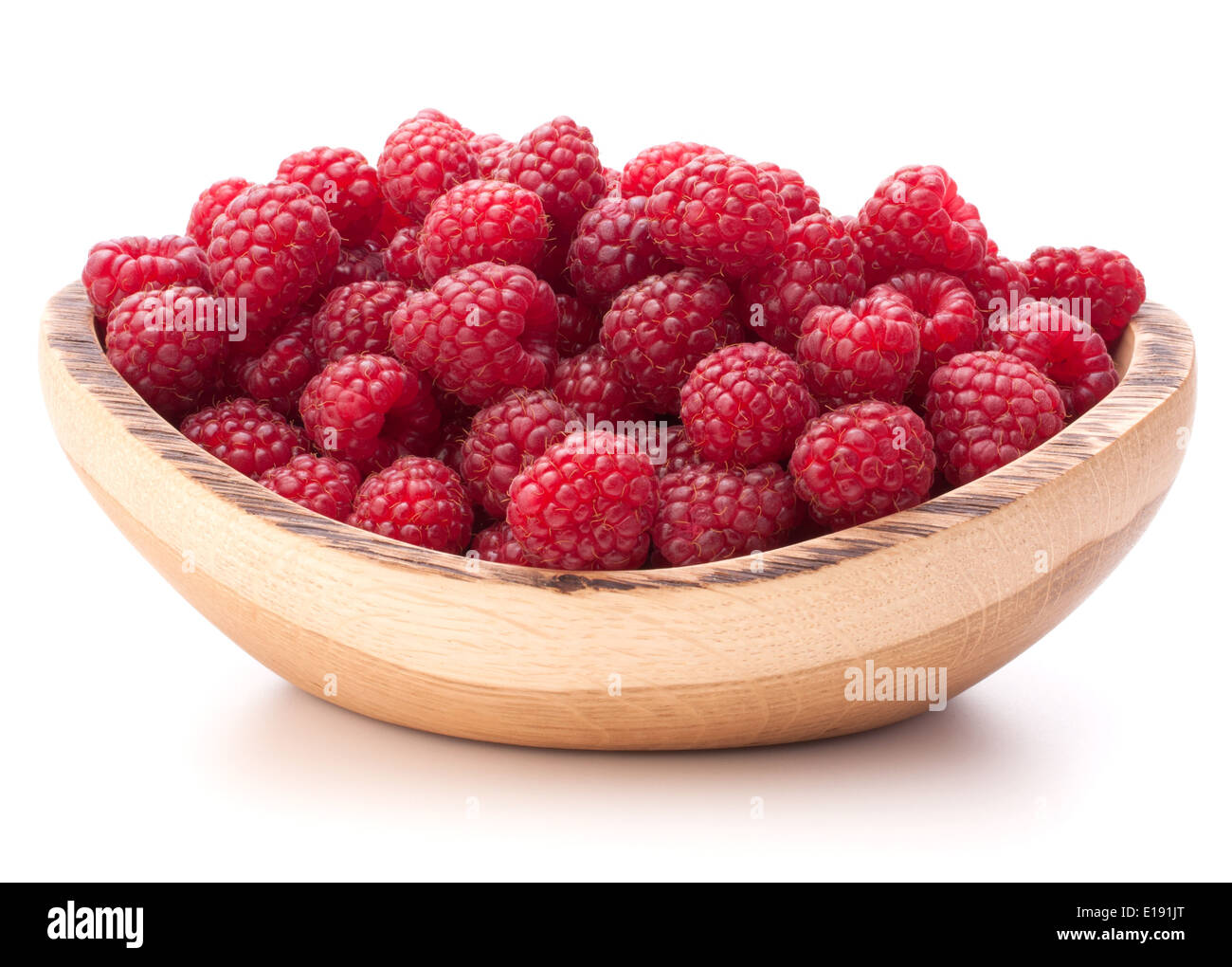 raspberries in wooden bowl isolated on white background cutout Stock ...
