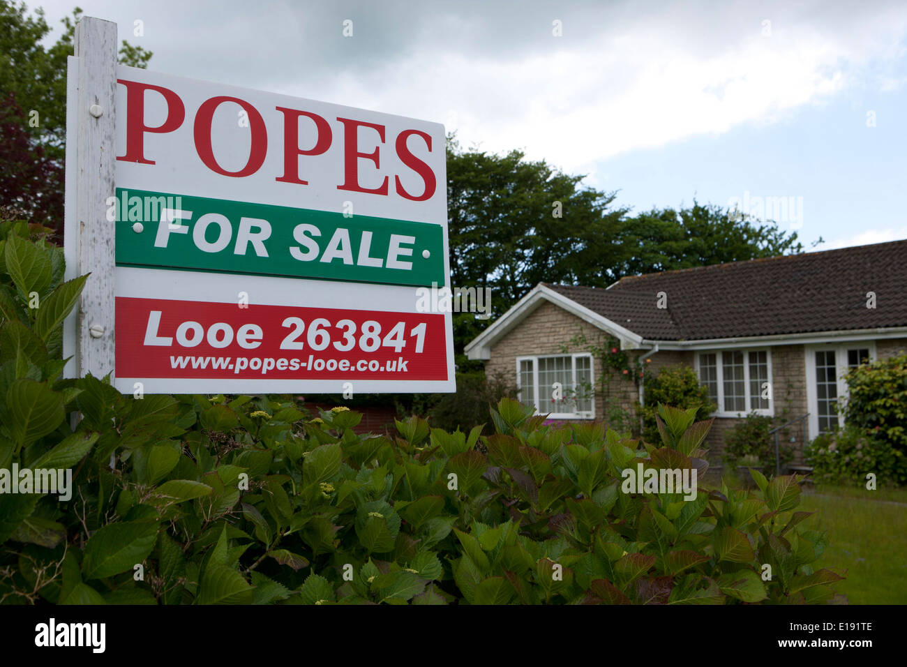 Estate Agents sign / board ( For Sale ) outside a property in Cornwall ...