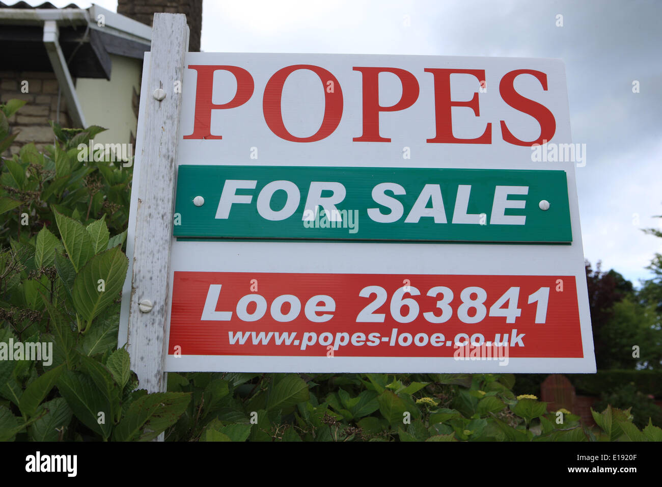 Estate Agents sign / board (For Sale ) outside a property in Cornwall ...