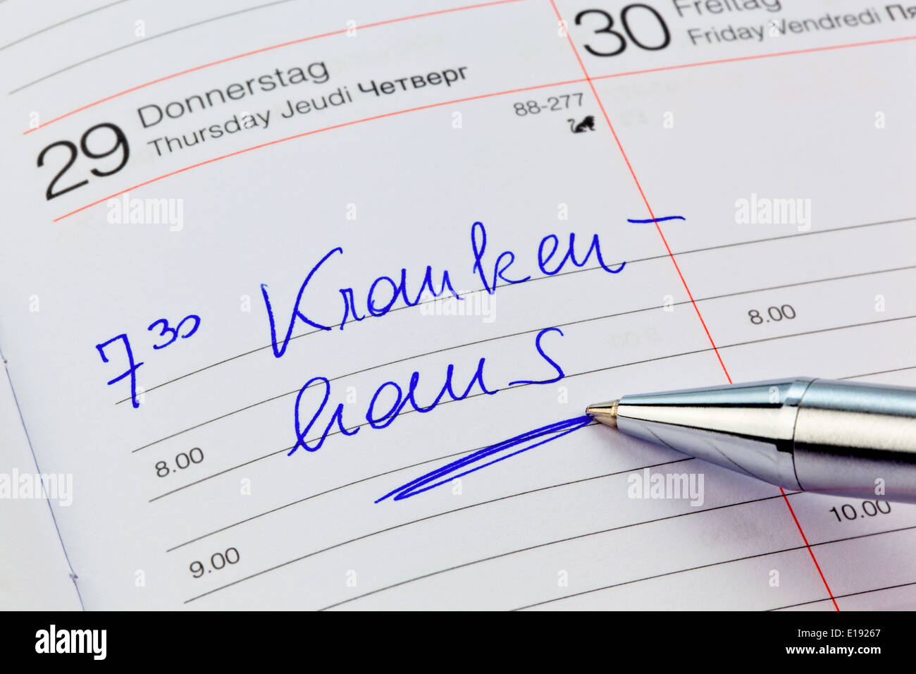 Ein termin ist in einem kalender eingetragen hi-res stock photography ...