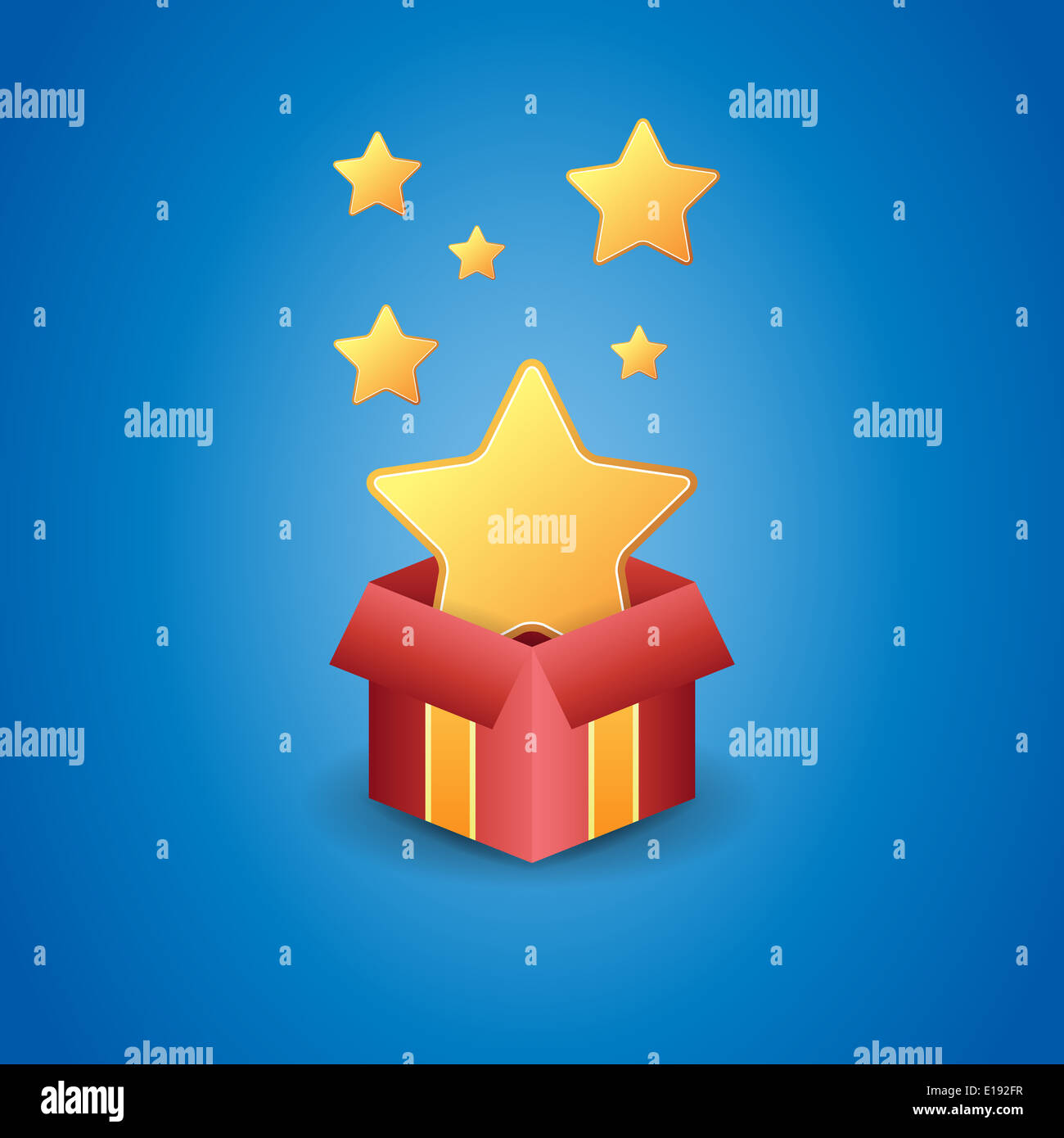 Vector illustration of a magical box showing golden stars Stock Photo ...