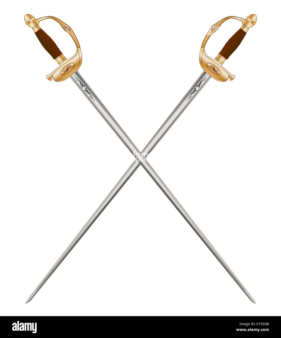 A crossed pair of French Infantry Officer Swords as used in the time of ...