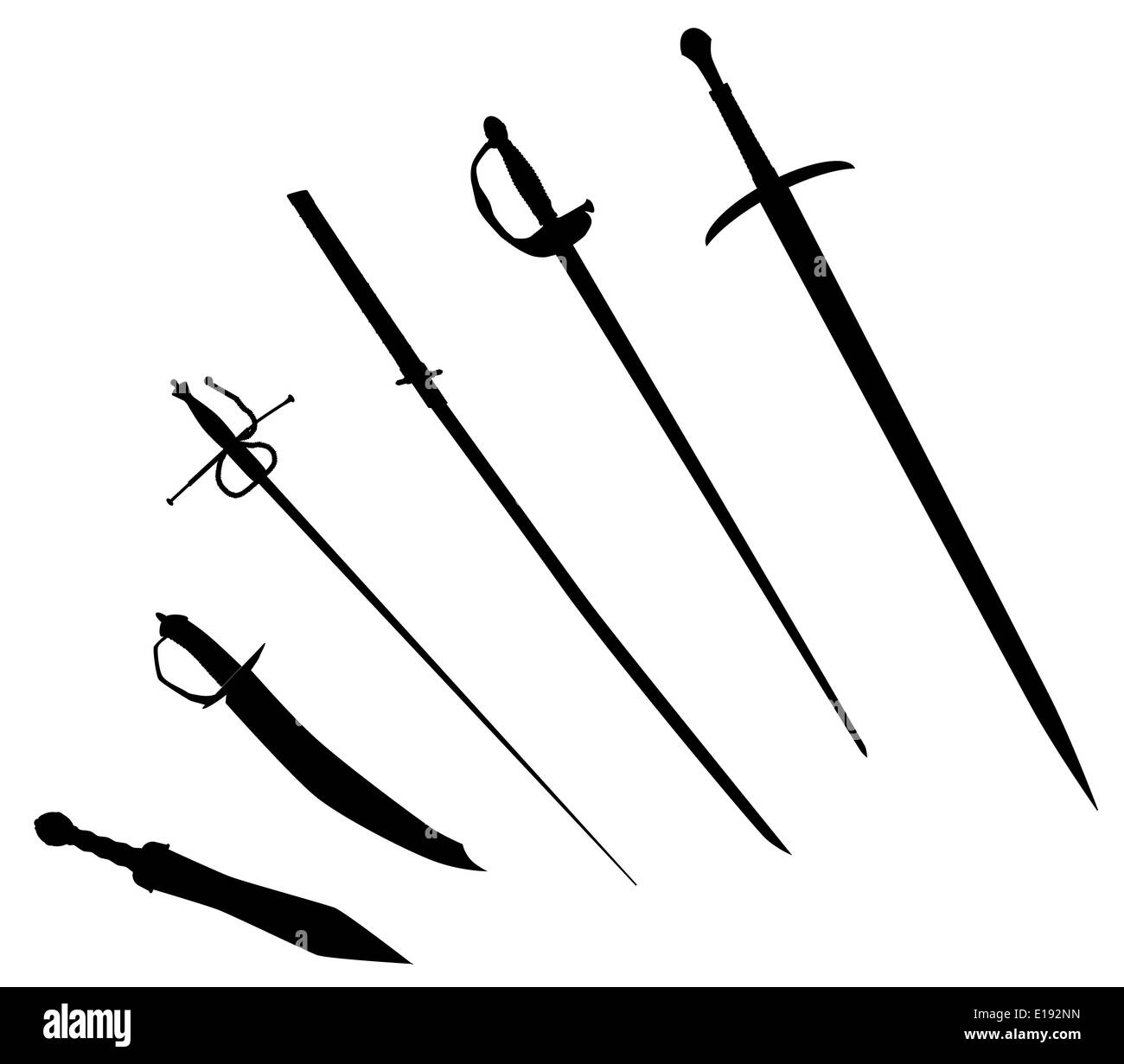 A collection of sword silhouettes isolated on white Stock Photo - Alamy
