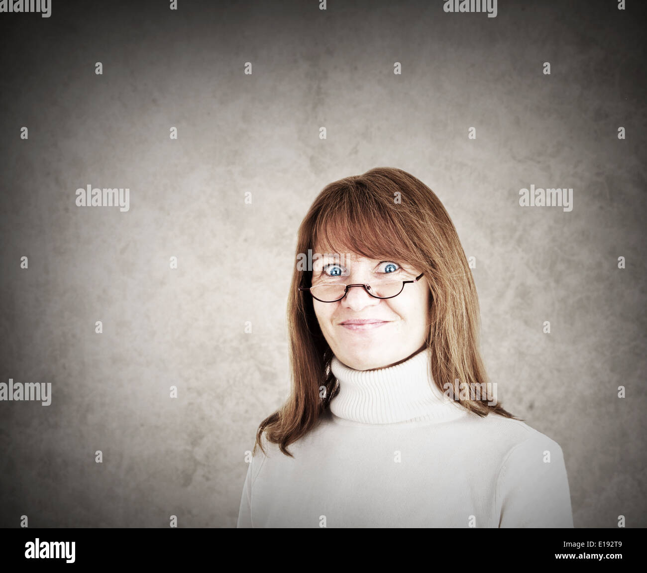 Portrait of a funny female wearing glasses Stock Photo - Alamy