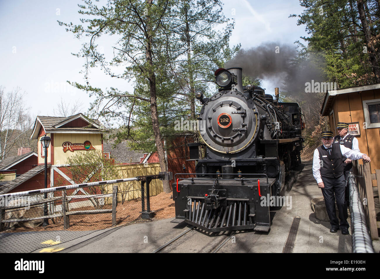 The narrow gauge Dollywood Express steam train is pictured in Dollywood ...