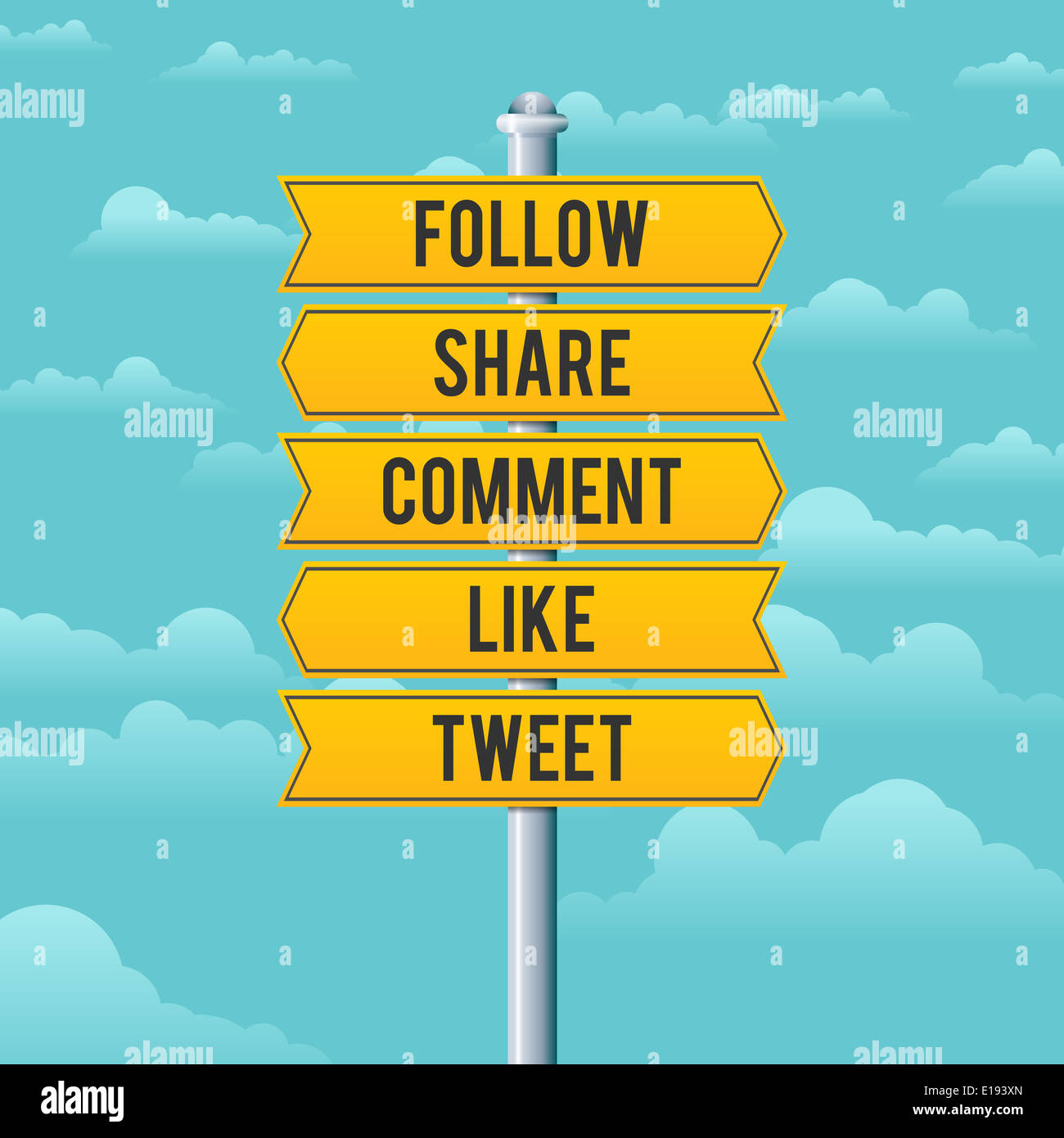 Vector illustration of social media road signs Stock Photo - Alamy