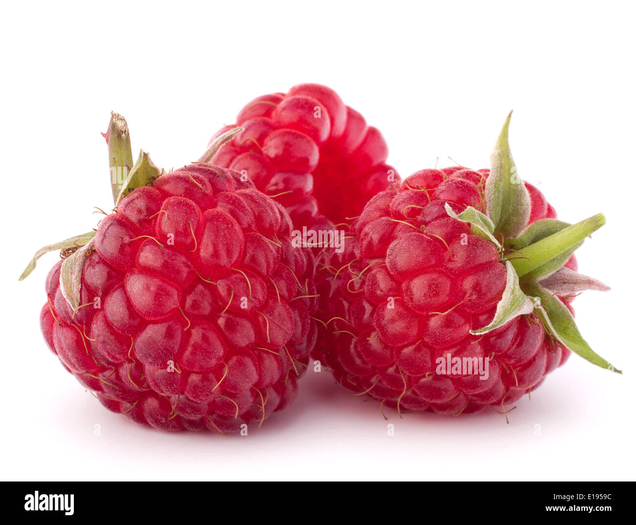 Ripe raspberries isolated on white background cutout Stock Photo - Alamy