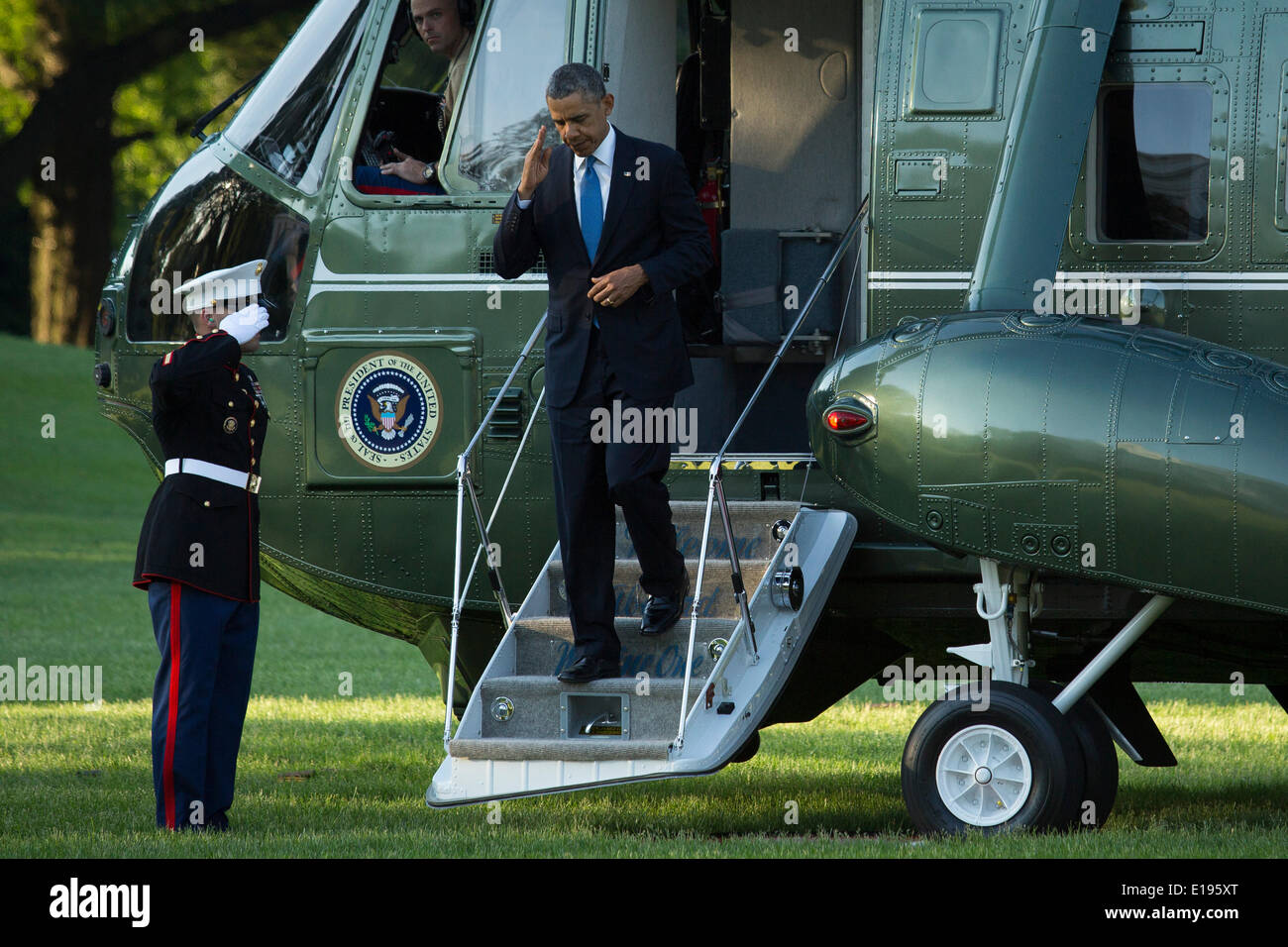 United States President Barack Obama Marine One on the South Lawn of ...