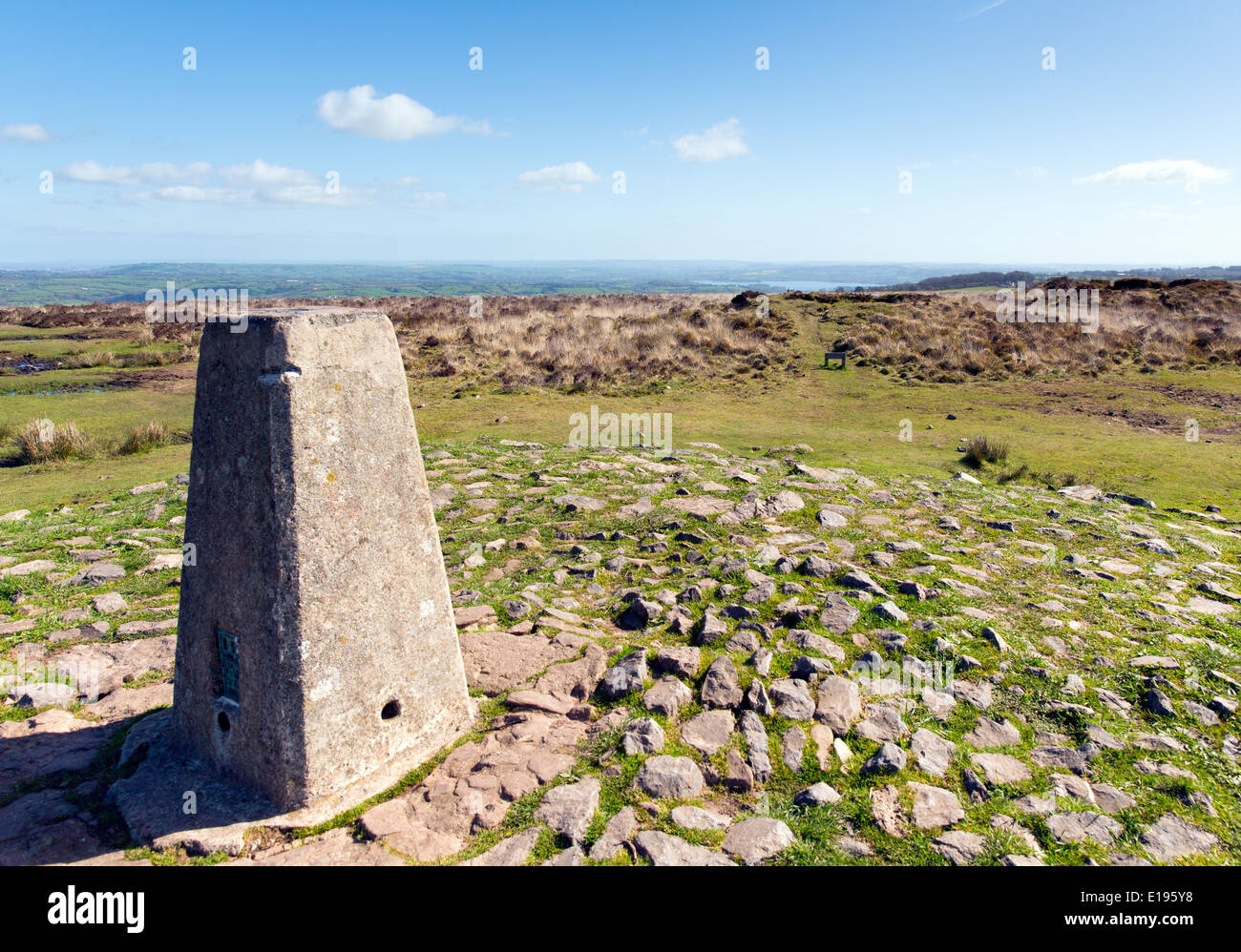 Trig point at Black Down the highest hill in the Mendip Hills Somerset ...