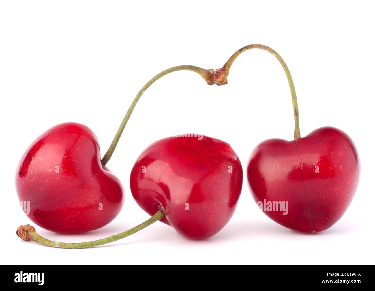 Heart shaped cherry berries isolated on white background cutout Stock ...
