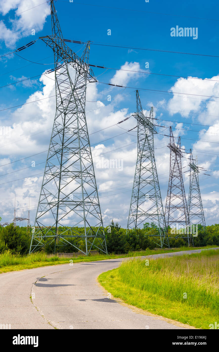 Pylon and transmission power lines Stock Photo - Alamy