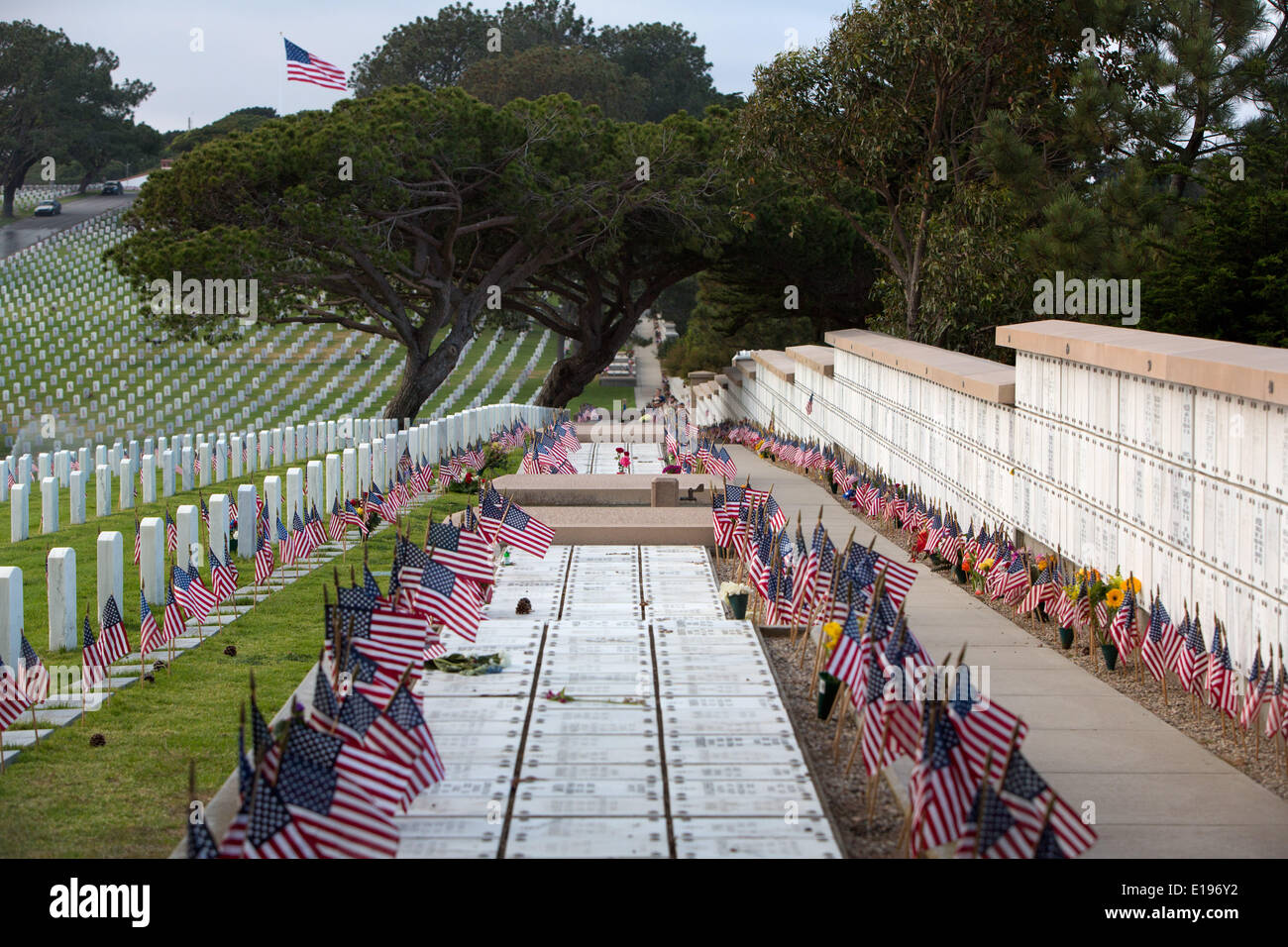 On Memorial Day tiny American flags are placed at each grave at Fort ...